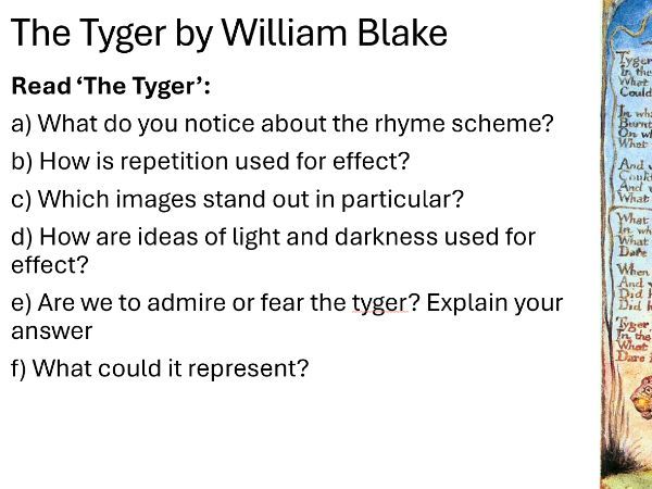 Edexcel iGCSE Poetry: The Tyger | Teaching Resources