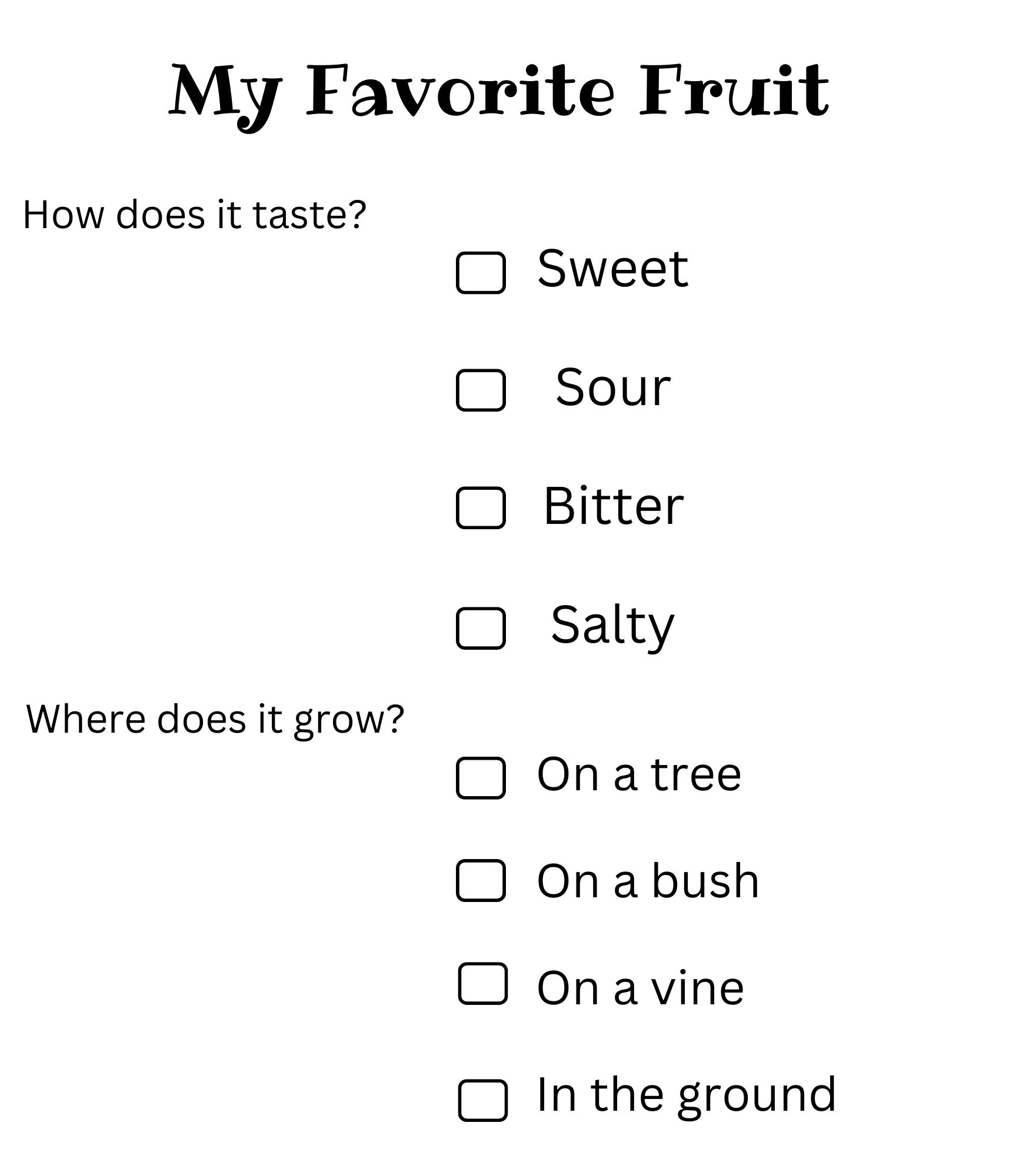 printable my favorite fruit worksheet for kindergarten | Teaching Resources