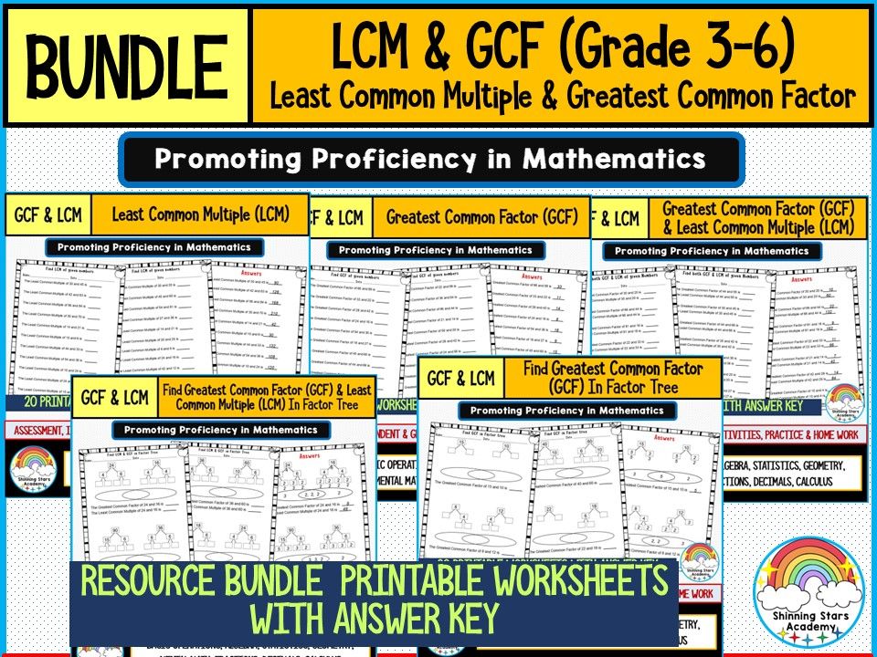Least Common Multiple (LCM) & Greatest Common Factor (GCF) Worksheets ...