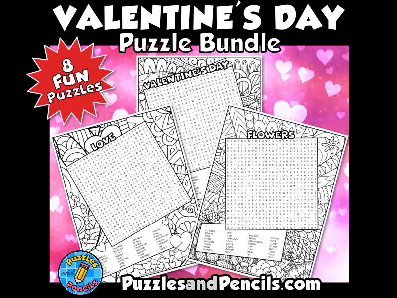 Valentine's Day Word Search Puzzle with Colouring BUNDLE \ Holiday ...