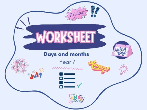 Les jours et mois - KS3 Worksheet - Days and months in French ...