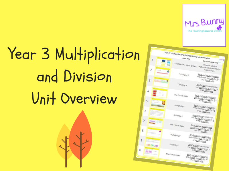 Year 3 Multiplication And Division Unit Overview Autumn Block 