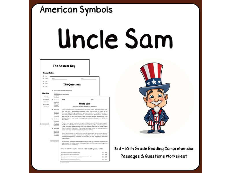 Uncle Sam - Reading Comprehension Passages & Questions Worksheets ...