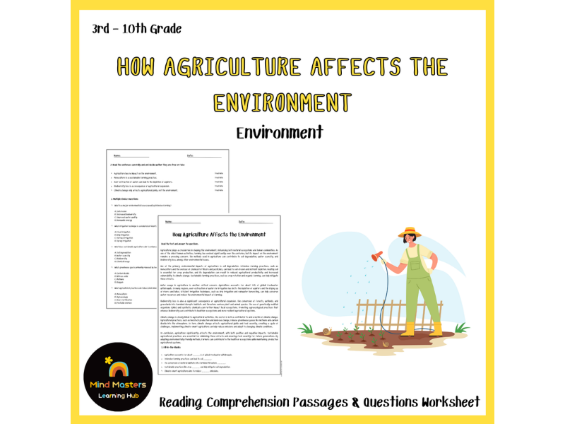 How Agriculture Affects the Environment Reading Comprehension Passages ...
