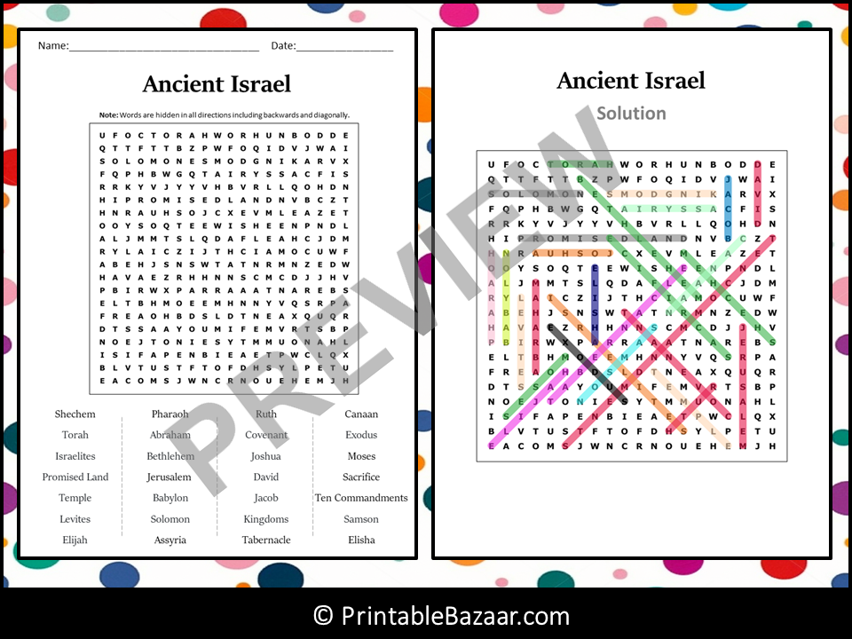 Ancient Israel Word Search Puzzle Worksheet Activity | Teaching Resources