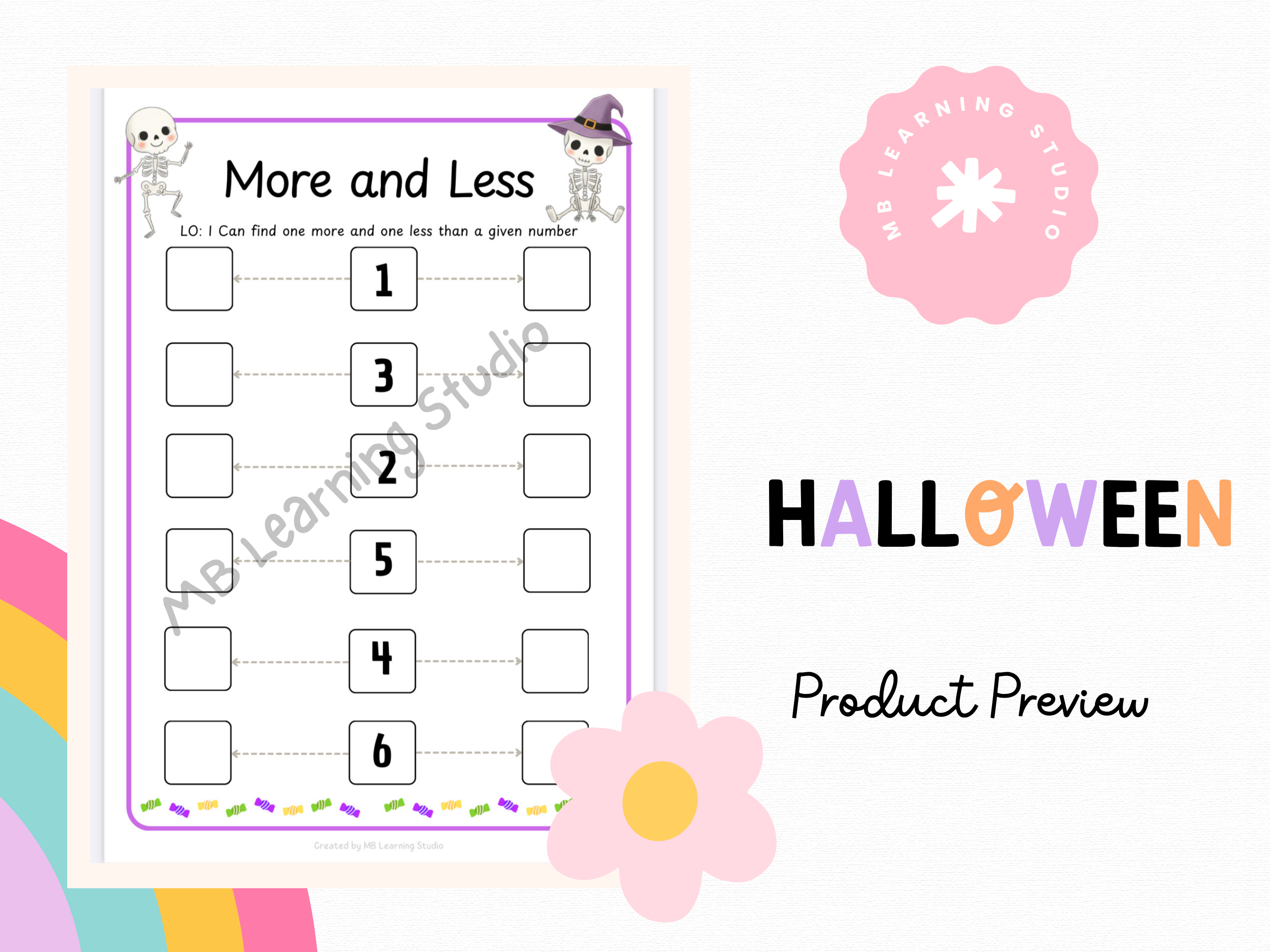 Halloween More and Less Worksheet – Early Number Sense Practice for ...