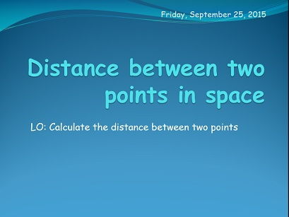 Distance between two points in the space | Teaching Resources