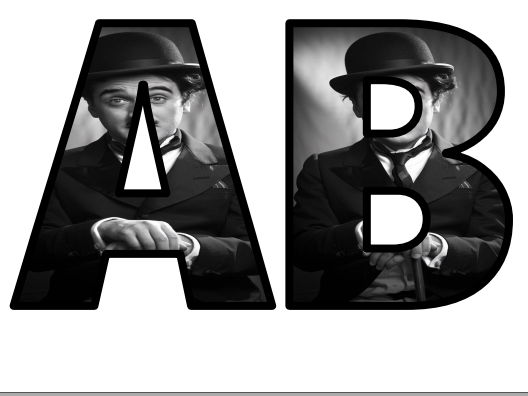 Charlie Chaplin Old Movies Lettering Set Display Title Letters Numbers ...