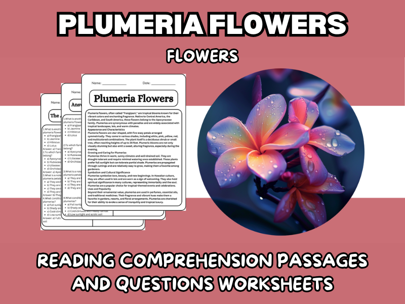 Plumeria Flowers - Flowers Reading Comprehension Passages & Questions ...
