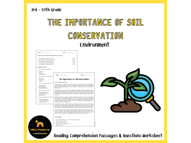 The Importance of Soil Conservation Reading Comprehension Passages ...