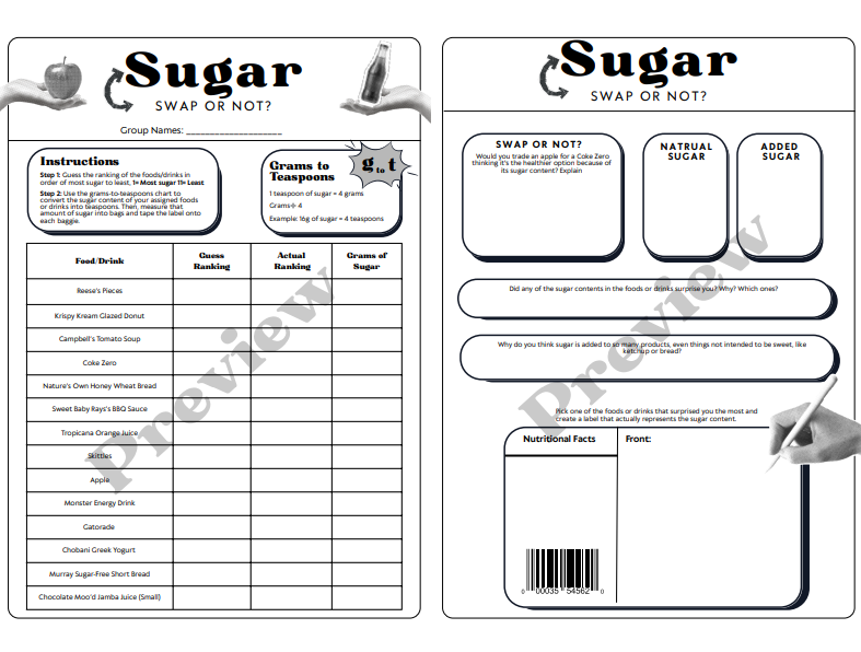 Sugar & Nutrition Lesson | Read Food Labels Activity & Make Healthy ...