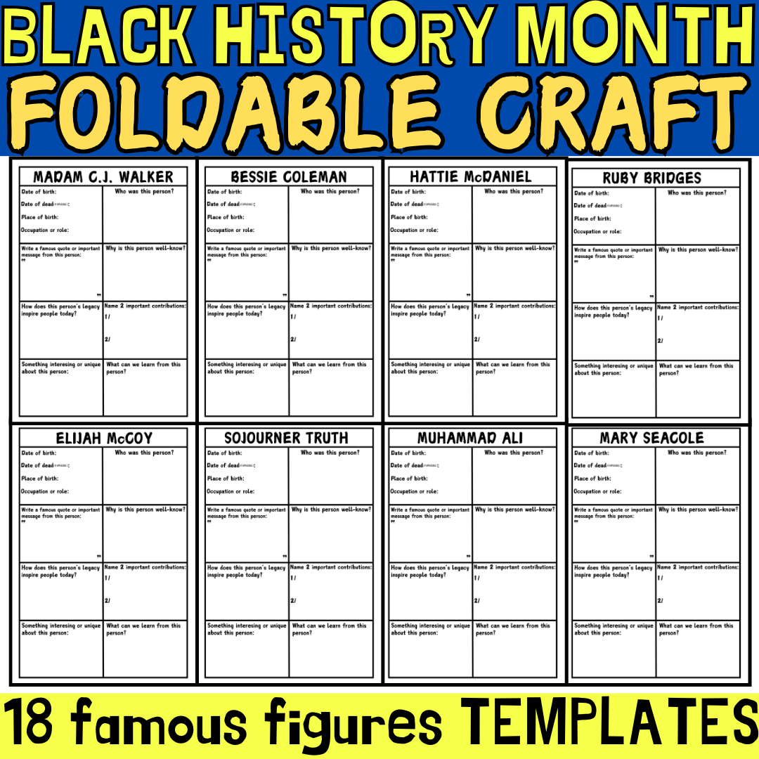 Black History Month time line Foldout Craft famous figures Information ...