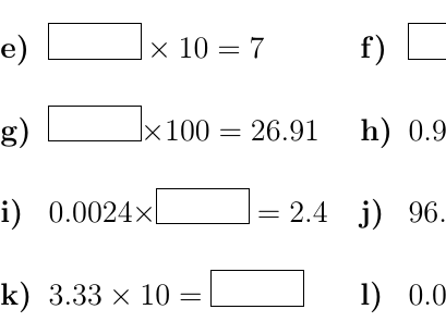 Multiplying whole numbers and decimals by 10, 100 and 1000 worksheets ...