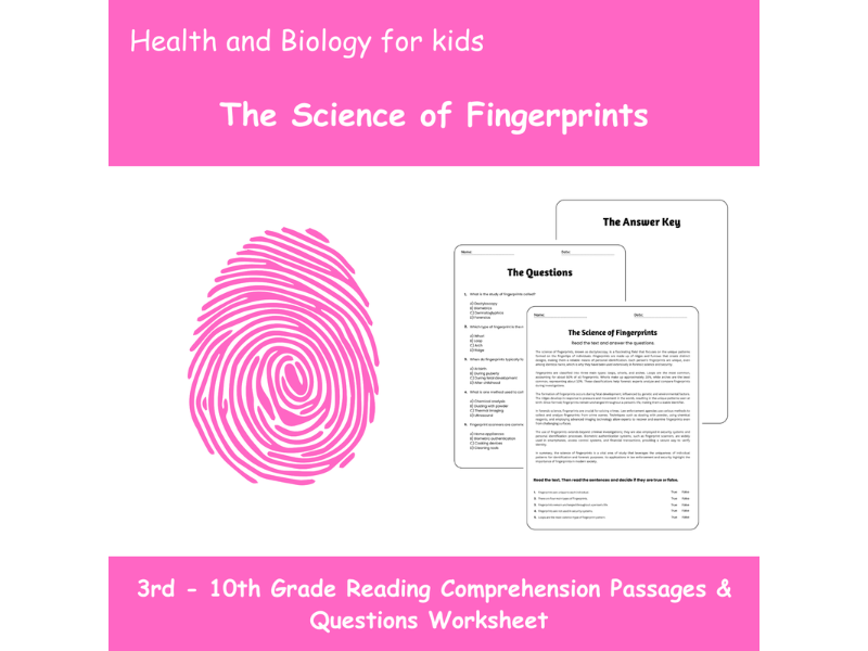 The Science of Fingerprints Reading Comprehension Passages & Questions ...