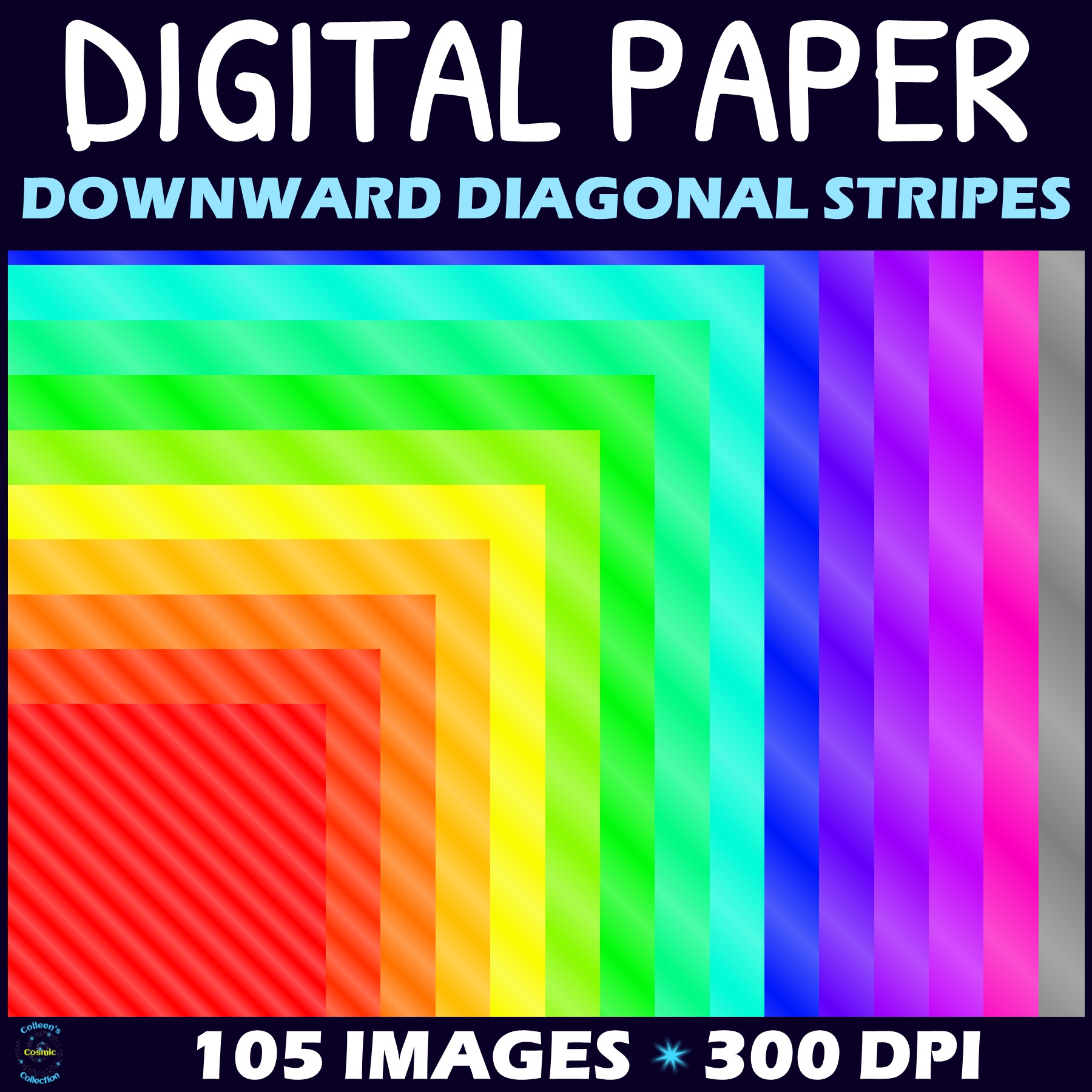 Blended Downward Diagonal Stripes Digital Paper | Teaching Resources