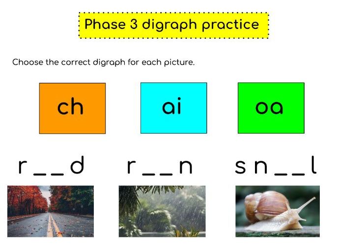 Phase 3 digraph worksheets | Teaching Resources
