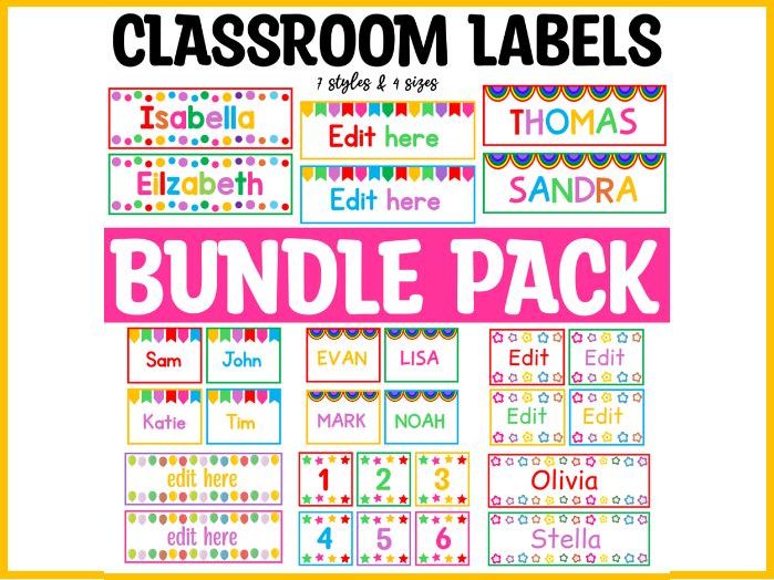 Printable Classroom Labels Bundle Pack, Name Labels, Back to School ...