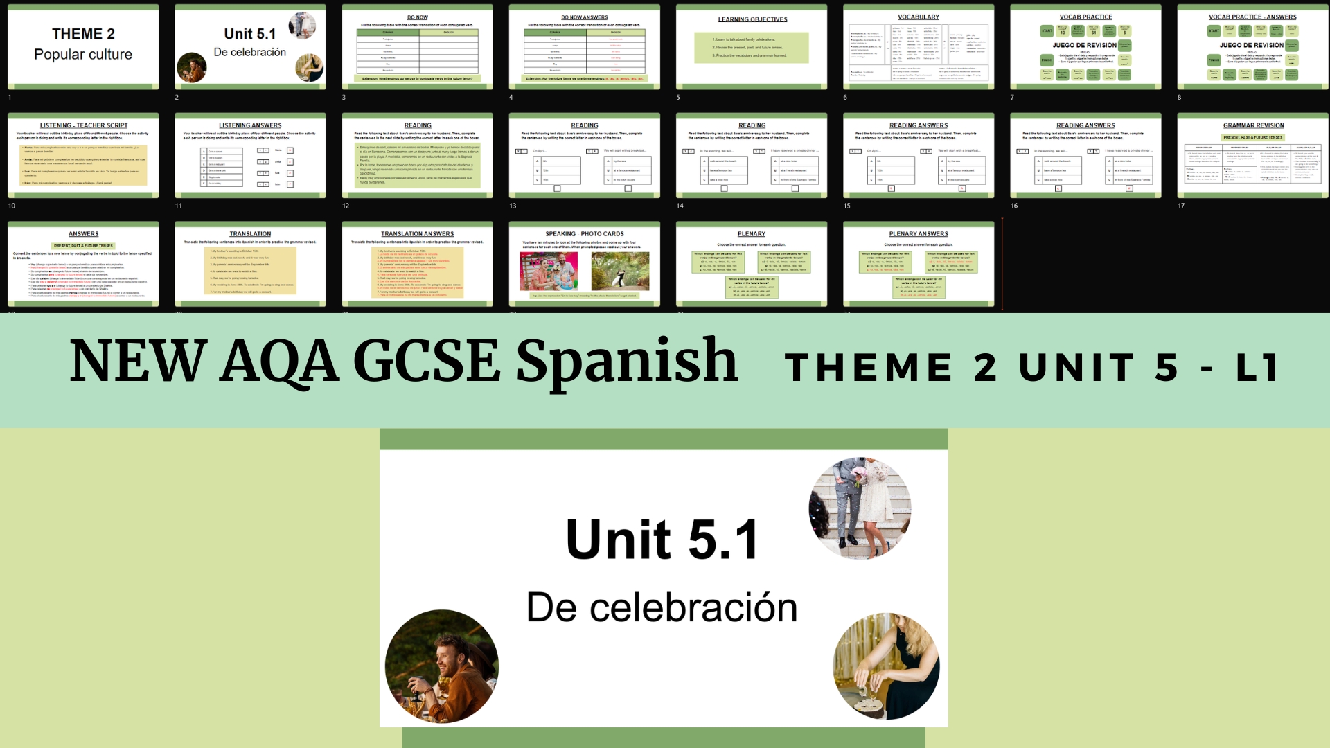 5.1 De Celebración (New AQA GCSE Spanish) | Teaching Resources