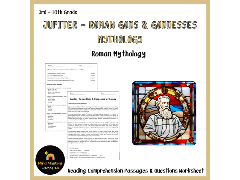 Jupiter - Roman Gods & Goddesses Mythology Reading Comprehension ...