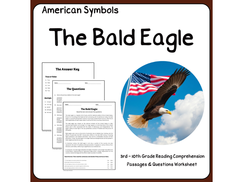 The Bald Eagle - Reading Comprehension Passages & Questions Worksheets ...