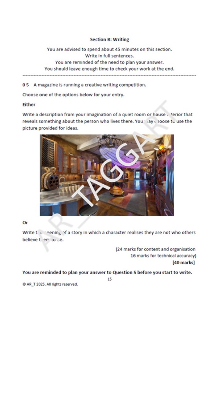 One AQA 2026 GCSE English Language Paper 1 Mock | Q4 Plan - (Woo ...