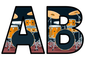 Drumkit Music Drums Lettering Set Display Title Letters Numbers Signs ...