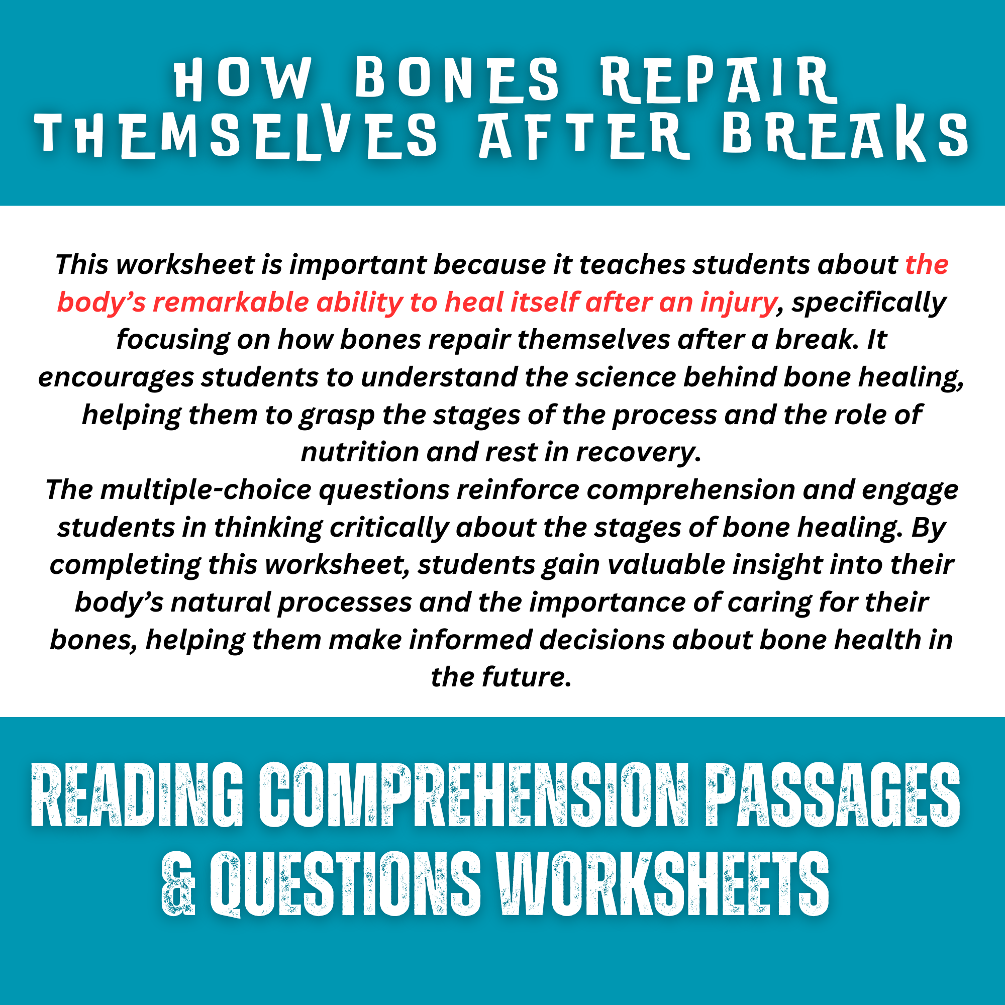 How Bones Repair Themselves After Breaks - Health Reading Worksheet ...