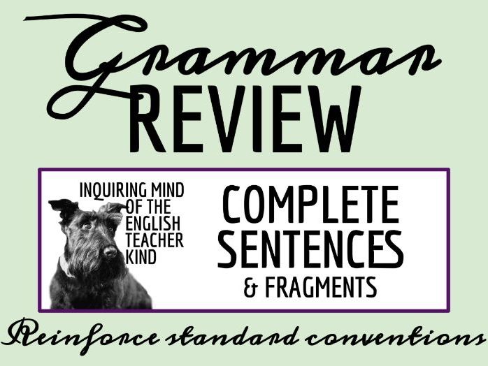 Grammar Practice Review Worksheet on Complete Sentences and Fragments ...