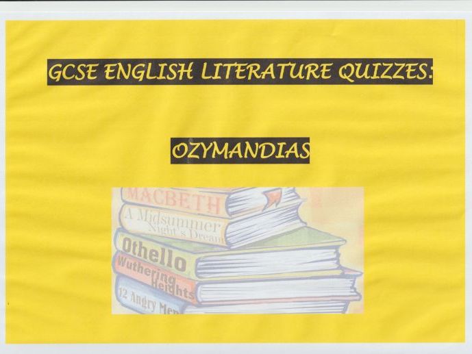 OZYMANDIAS MULTIPLE-CHOICE QUIZ | Teaching Resources