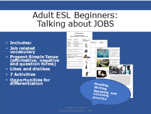 Adult ESL Beginners: Talking about JOBS | Teaching Resources