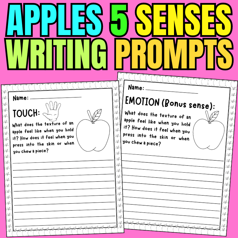 Apple 5 senses writing prompts, Fall Autumn Apple 5 senses | Teaching ...