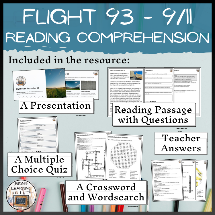 Flight 93 Reading Comprehension Activities | September 11 9/11 | Year 3 ...