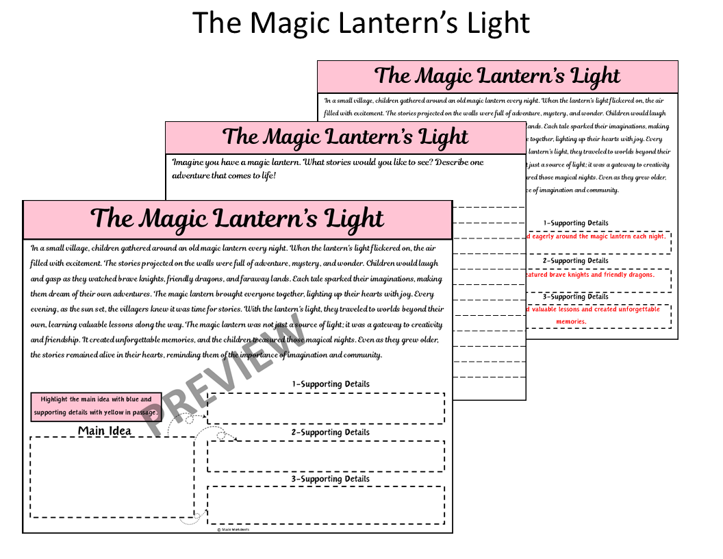 The Magic Lantern’s Light | Main Idea and Supporting Details Reading ...