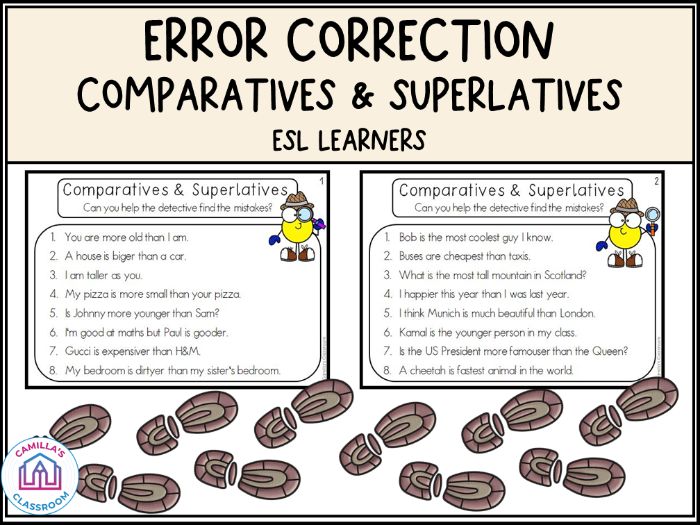 Comparatives & Superlatives - Error Correction | Teaching Resources