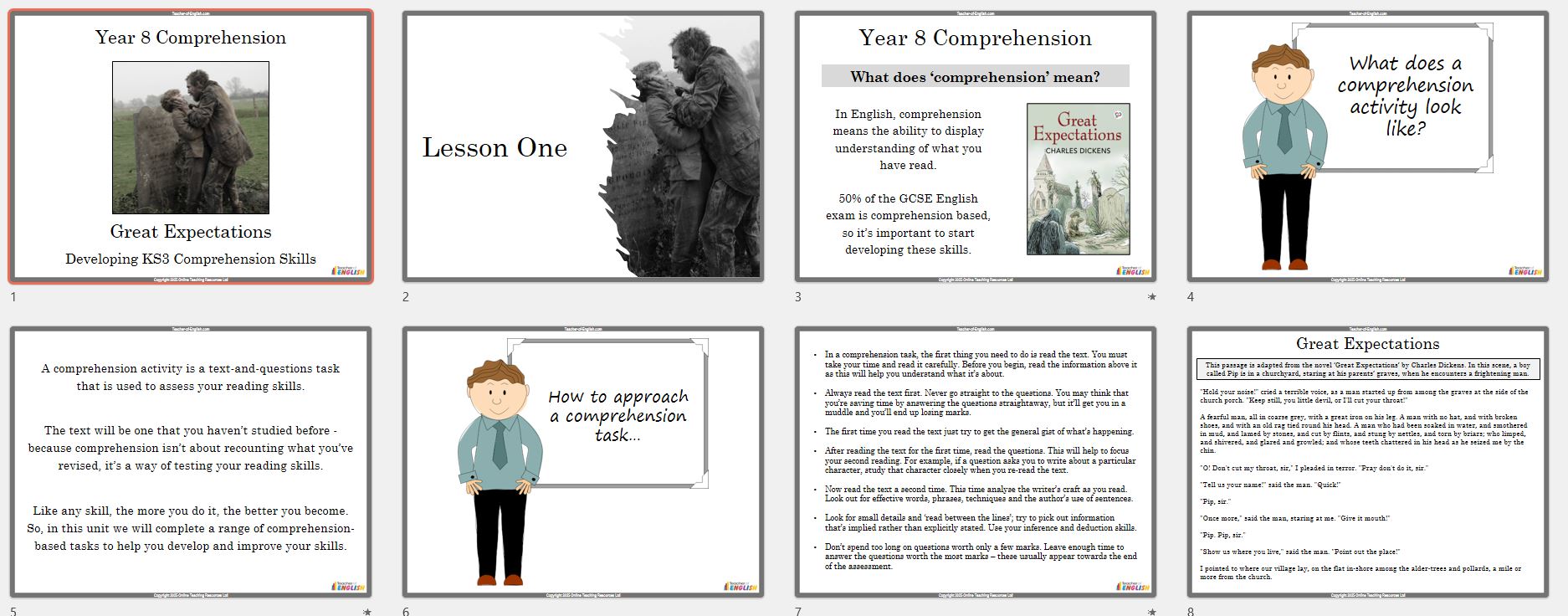 Year 8 Comprehension - Great Expectations | Teaching Resources