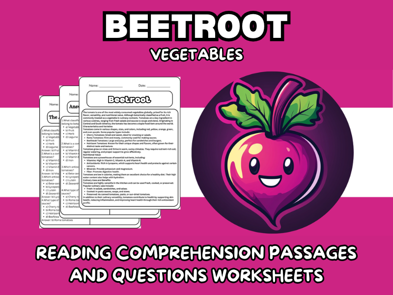 Beetroot - Vegetables Reading Comprehension Passages and Questions ...