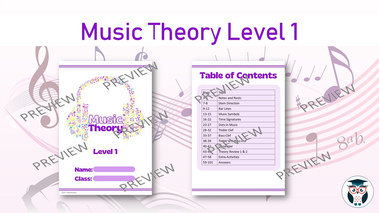 Music Theory Workbook - Level 1 - English terminology | Teaching Resources