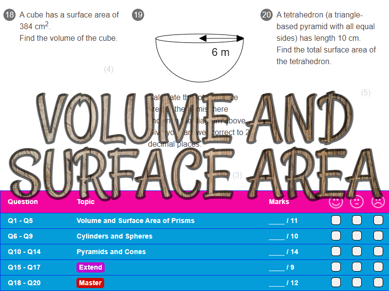 Volume And Surface Area Worksheet Answers Foundation GCSE 