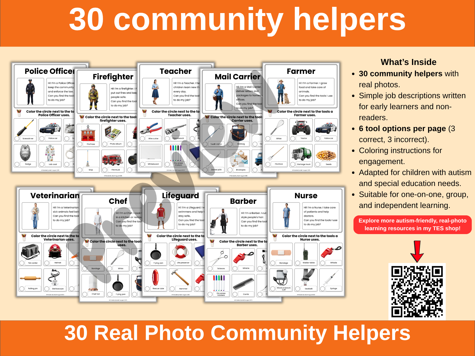 Identifying Tools from Choices – 30 Community Helpers | Autism ...