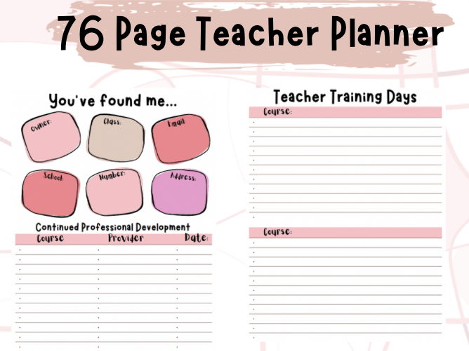 Printable Teacher planner - 76 pages! | Teaching Resources
