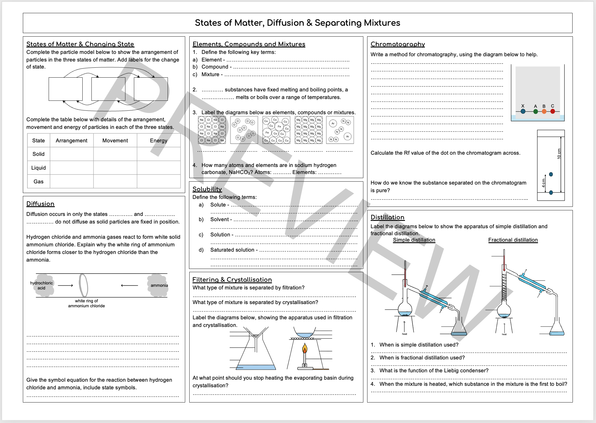 States of Matter, Diffusion & Separating Mixtures Revision Spread ...