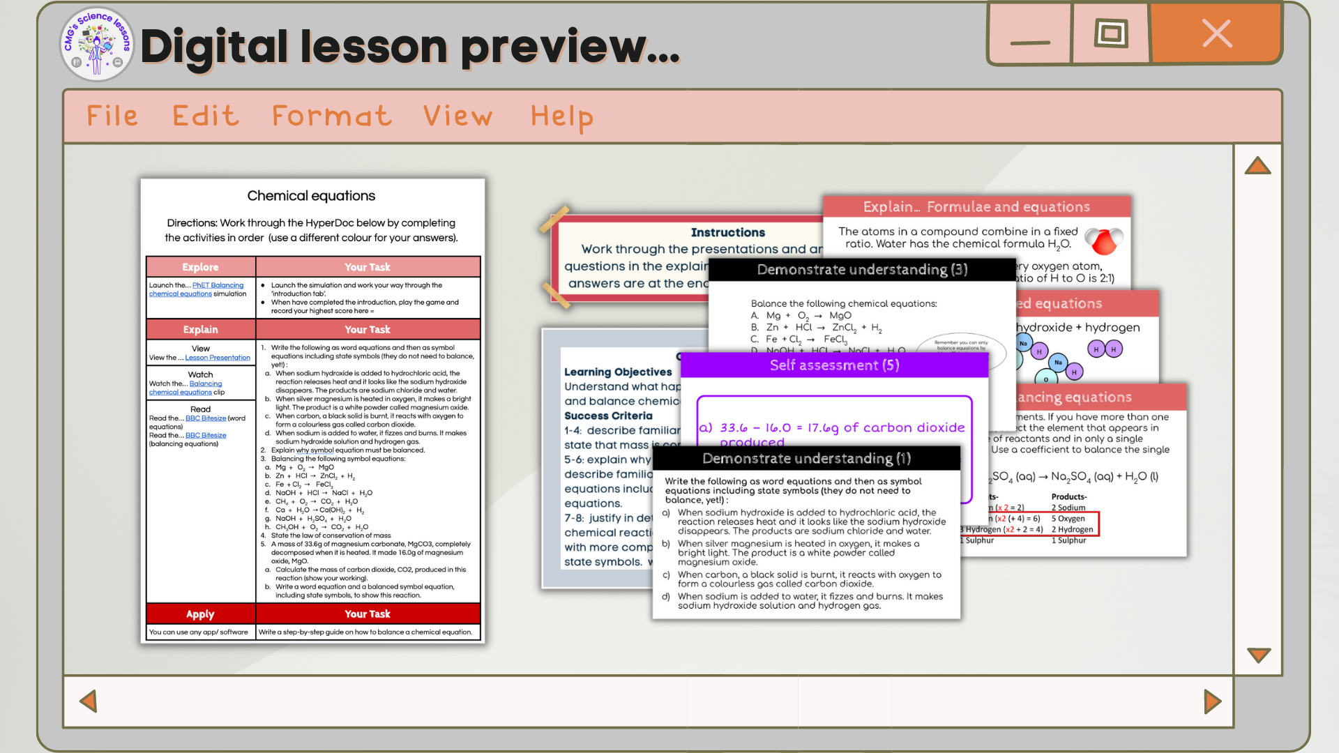 Chemical equations Distance learning | Teaching Resources
