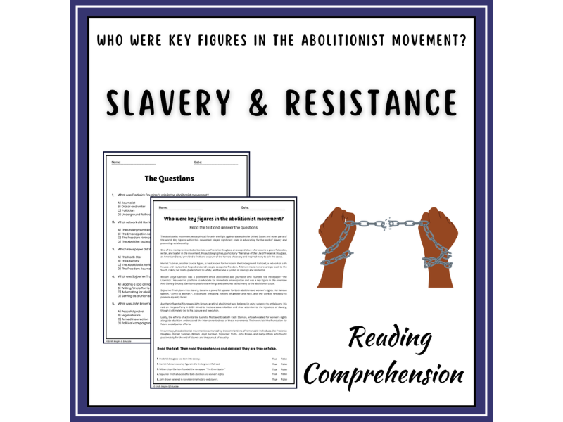 Key Figures in the Abolitionist Movement Reading Comprehension Passages ...