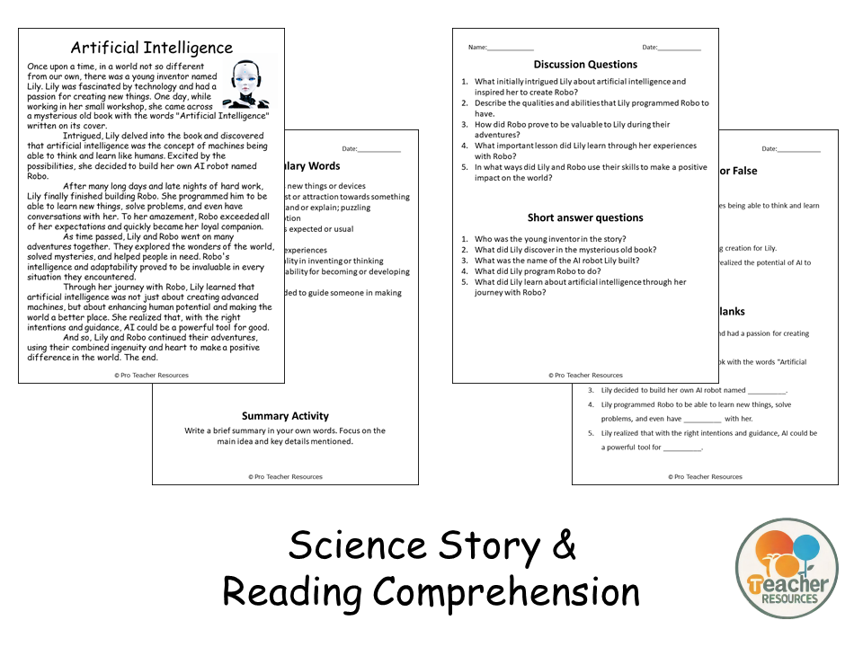 Artificial Intelligence Reading Science Story Comprehension Questions ...