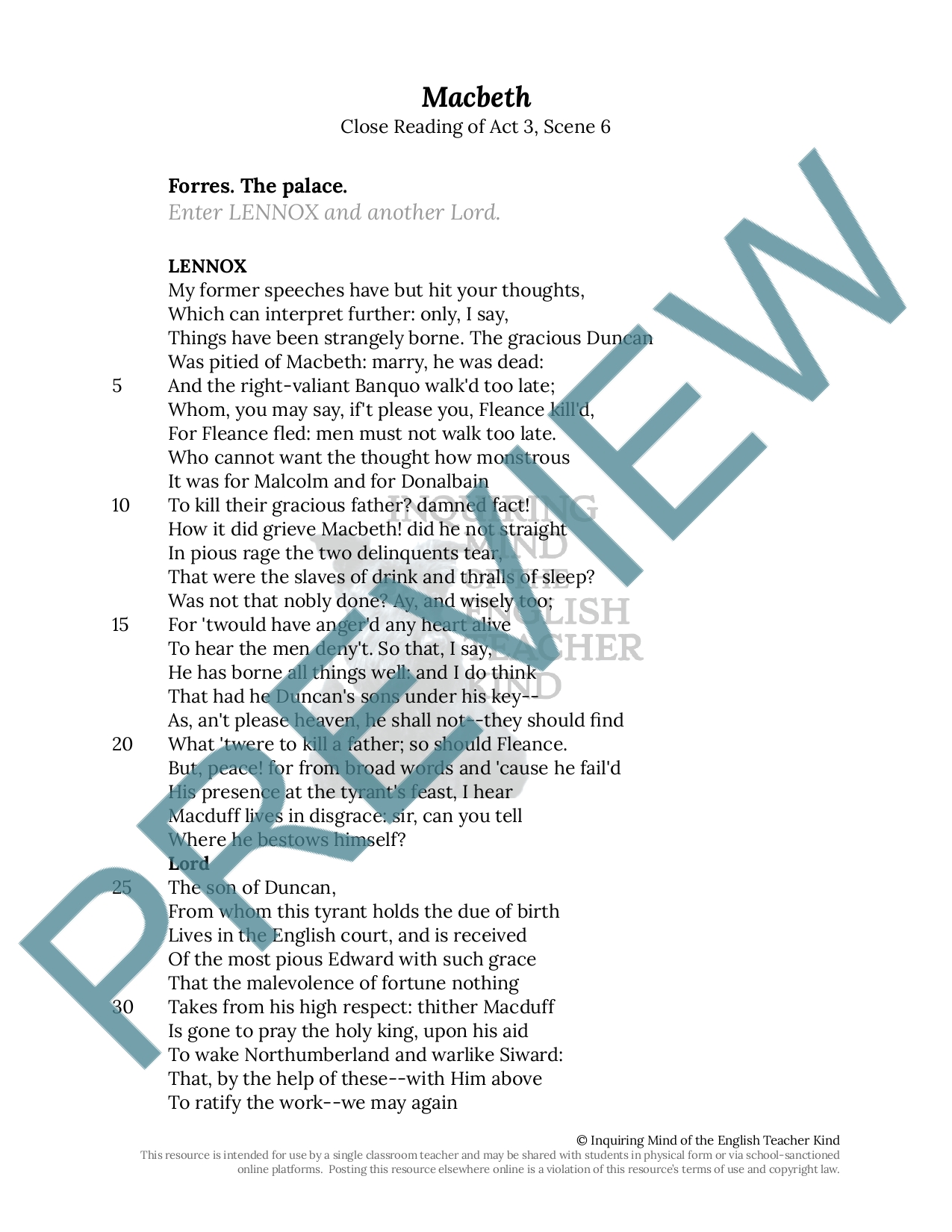 Macbeth Act 3 Worksheets