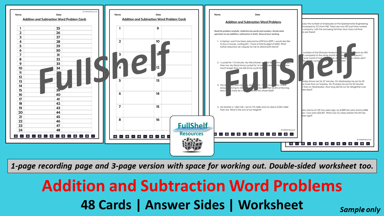 Addition and Subtraction Word Problems | Teaching Resources