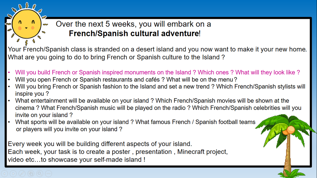 Online independent learning project - French/Spanish Island project ...
