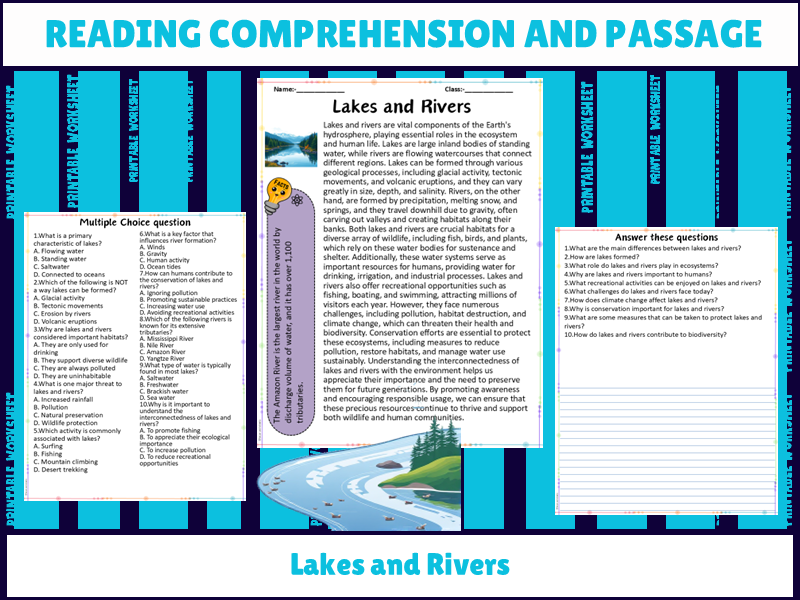 Exploring Lakes and Rivers: Engaging Reading Passage with Questions ...