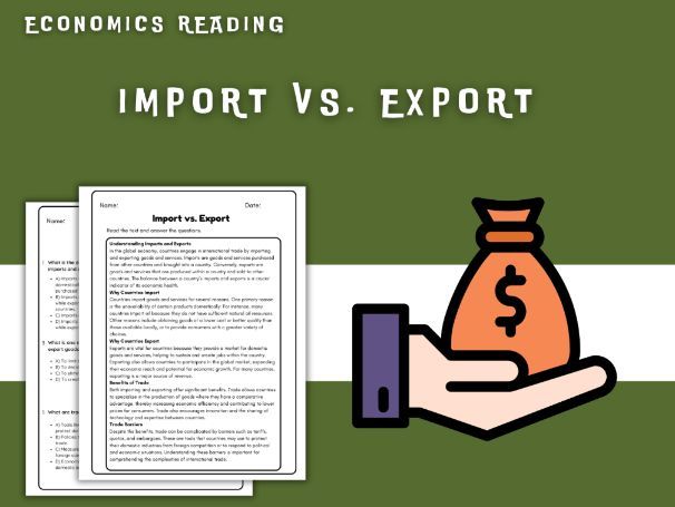 Import vs. Export - Economics Reading Worksheet | Teaching Resources