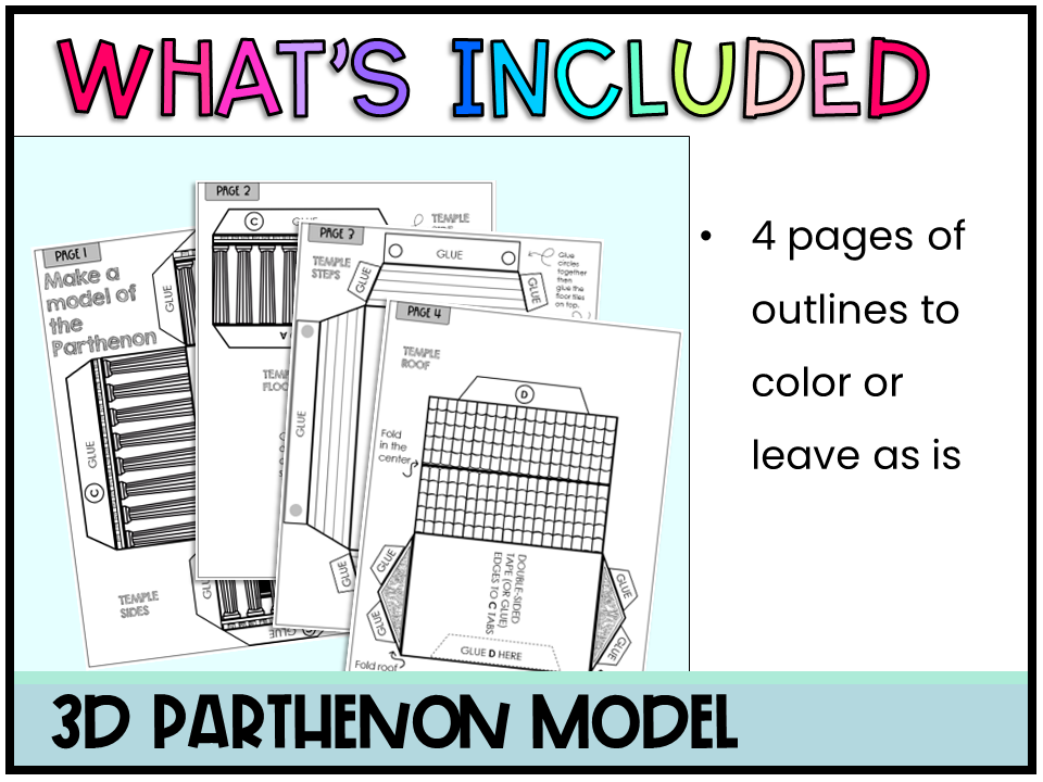 Ancient Greece Parthenon Craft 3D Model | Teaching Resources